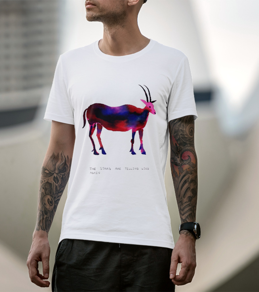 The Stars Are Telling Lies Again Astrology Watercolor Goat T-Shirt