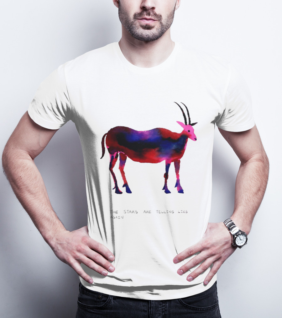 The Stars Are Telling Lies Again Astrology Watercolor Goat T-Shirt