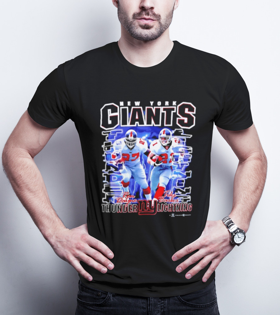New York Giants Ron Dayne Tiki Barber Thunder Lightning T-Shirt
