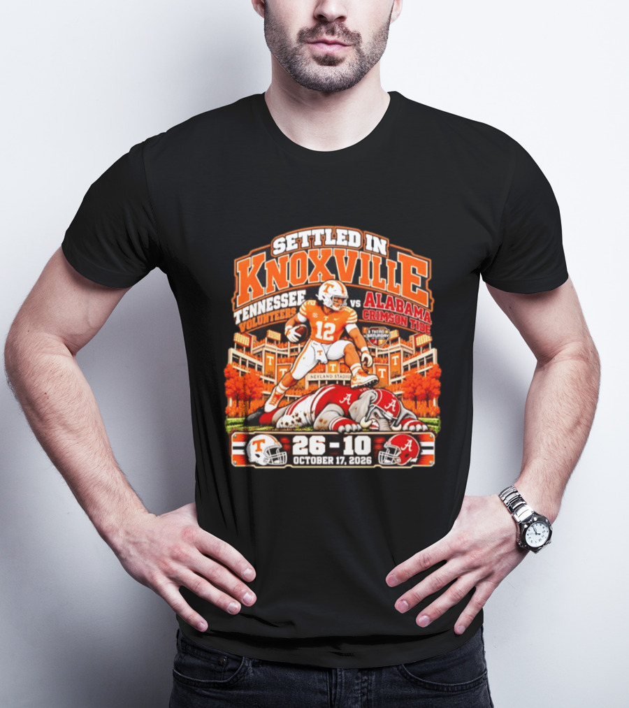 Tennessee Volunteers Vs Alabama Crimson Tide Settled In Knoxville Neyland Stadium 26 10 October 17 2026 T-Shirt