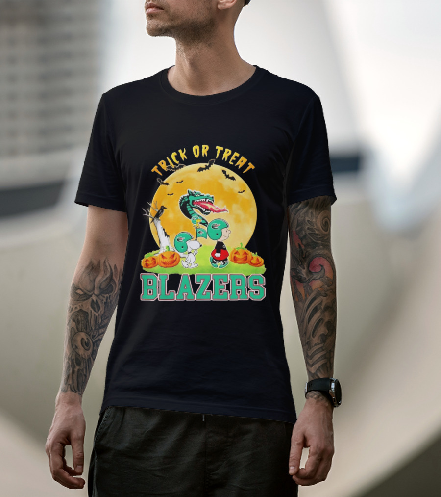 UAB Blazers Peanuts Halloween Trick Or Treat Abbey Road 2026 T-Shirt