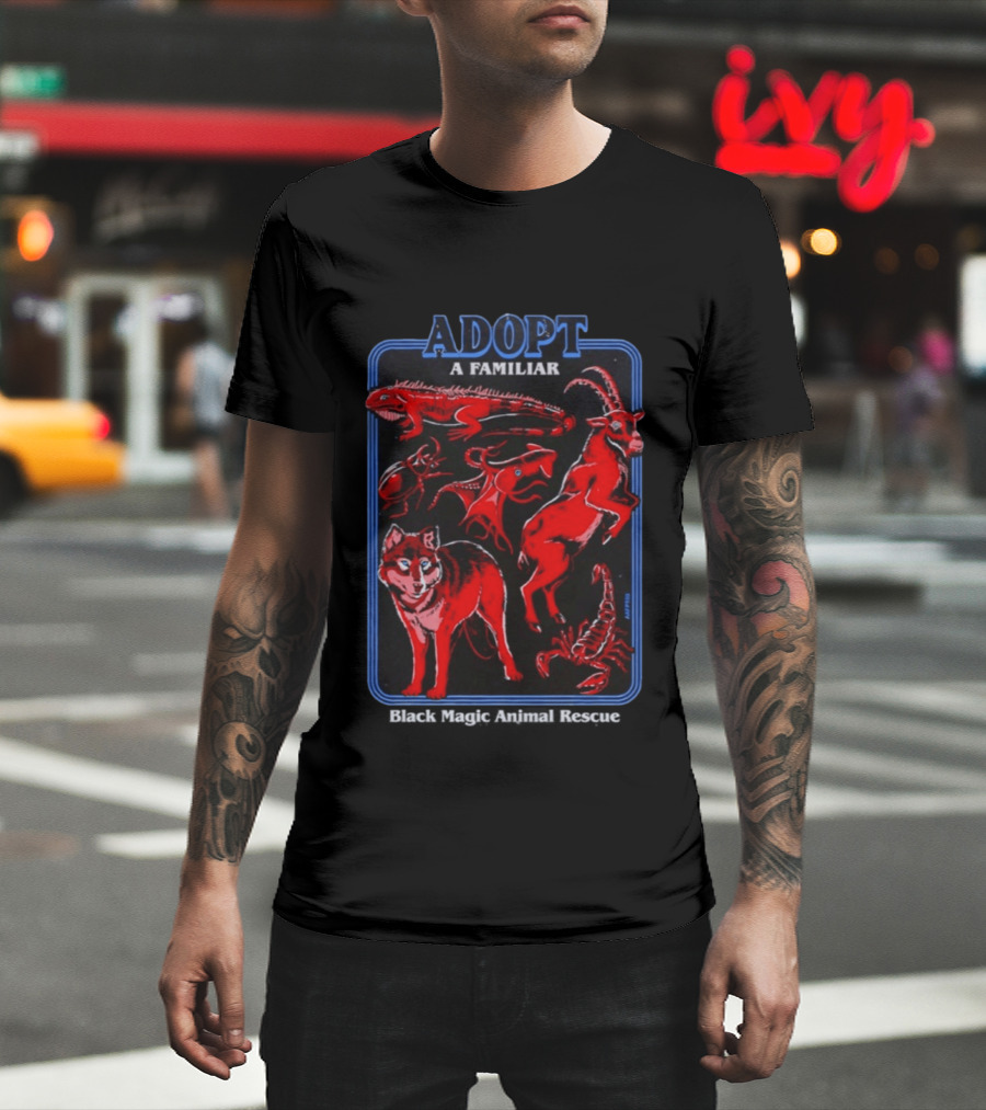 Adopt A Familiar Wolf Black Magic Animal Rescue T-Shirt