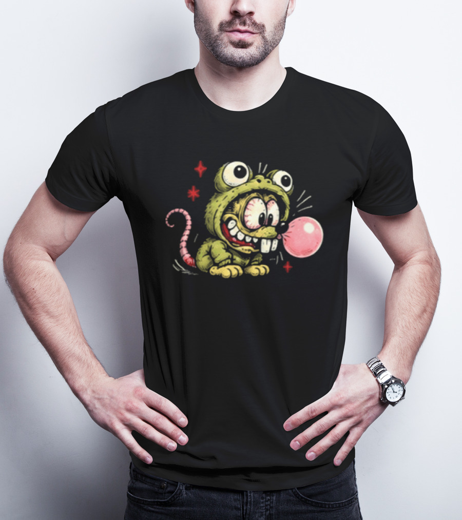 Baby Rat Fink Frog Christmas Oops My Bad Bubble Trouble Fun For Rat Fink Lovers T-Shirt