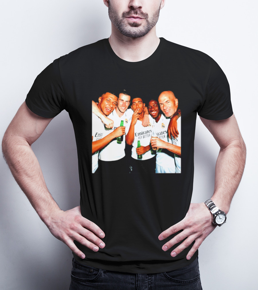 Real Madrid FC Mbappé Bale Bellingham Vinícius Zidane Middle Finger Beer Smoking T-Shirt