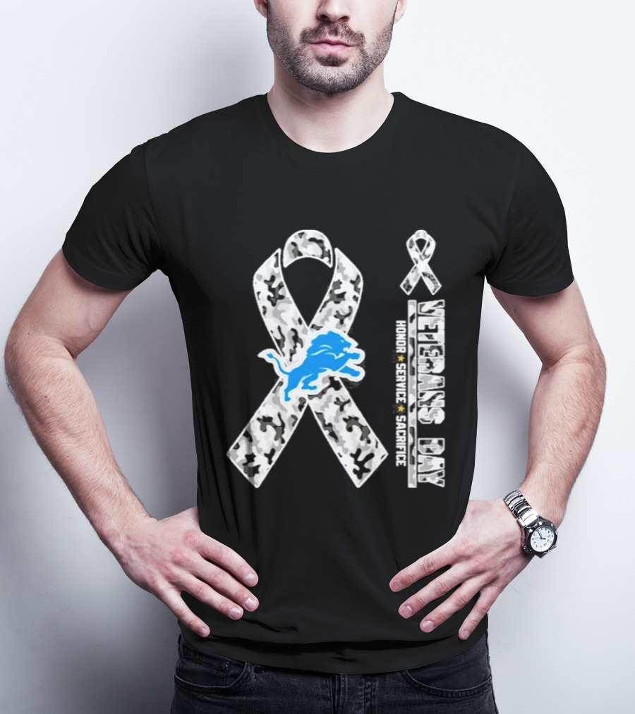 Detroit Lions Veterans Day Honor Service Sacrifice 2026 T-Shirt