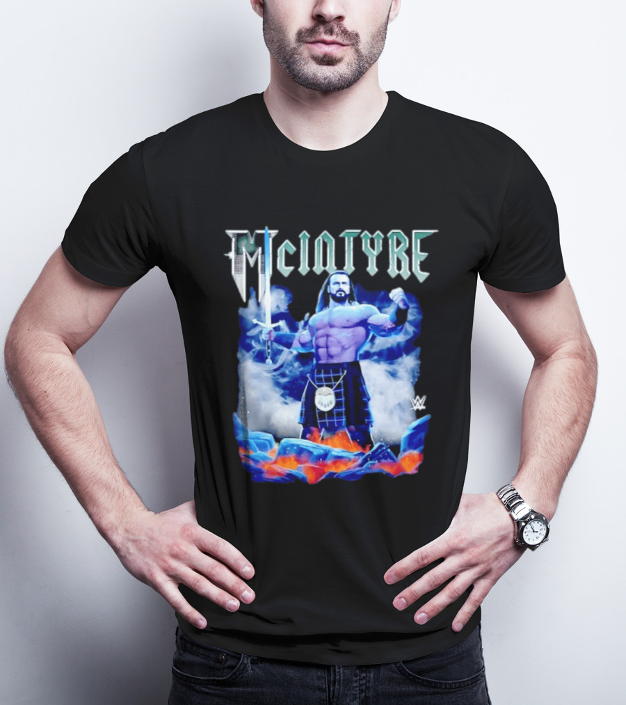 WWE Drew McIntyre The Scottish Warrior McIntyre Kilt Sword T-Shirt