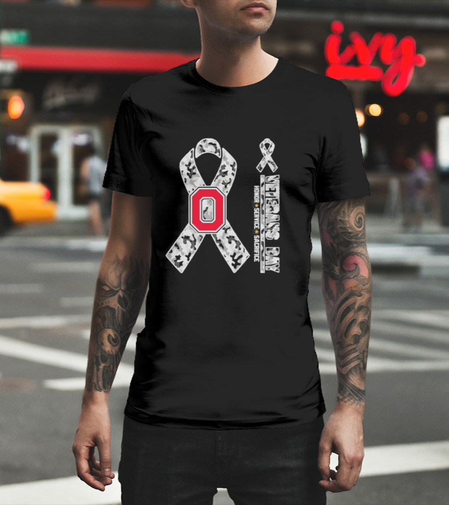 Ohio State Buckeyes Veterans Day 2026 Honor Service Sacrifice Camo Ribbon T-Shirt