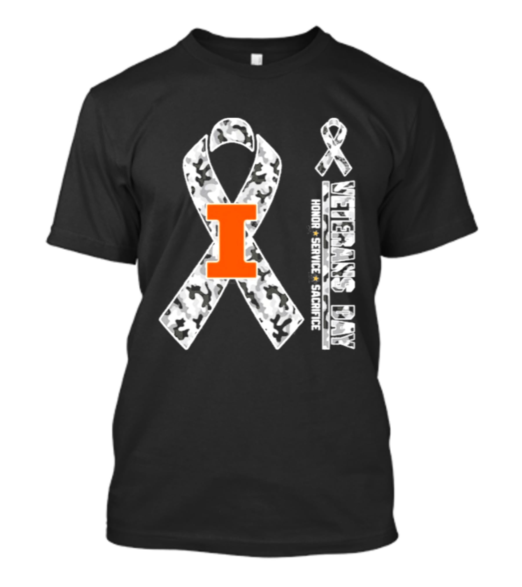 Illinois Fighting Illini Veterans Day 2026 Honor Service Sacrifice Camouflage Ribbon T-Shirt
