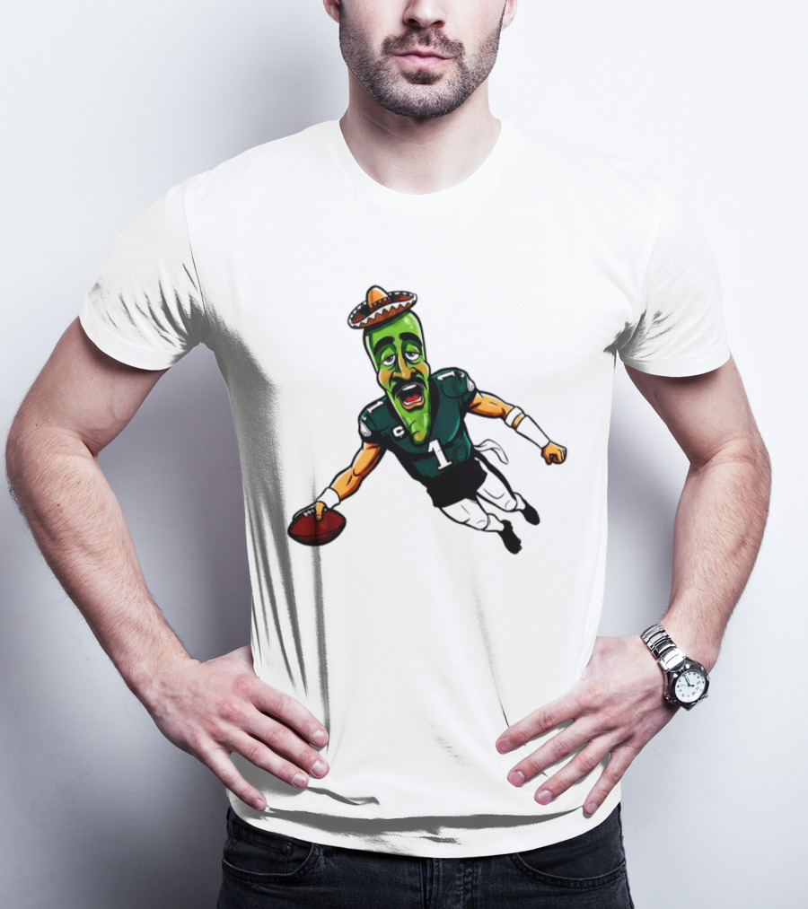 Jalen Hurts Jalapeno Philadelphia Eagles Cartoon Sombrero Football Player T-Shirt