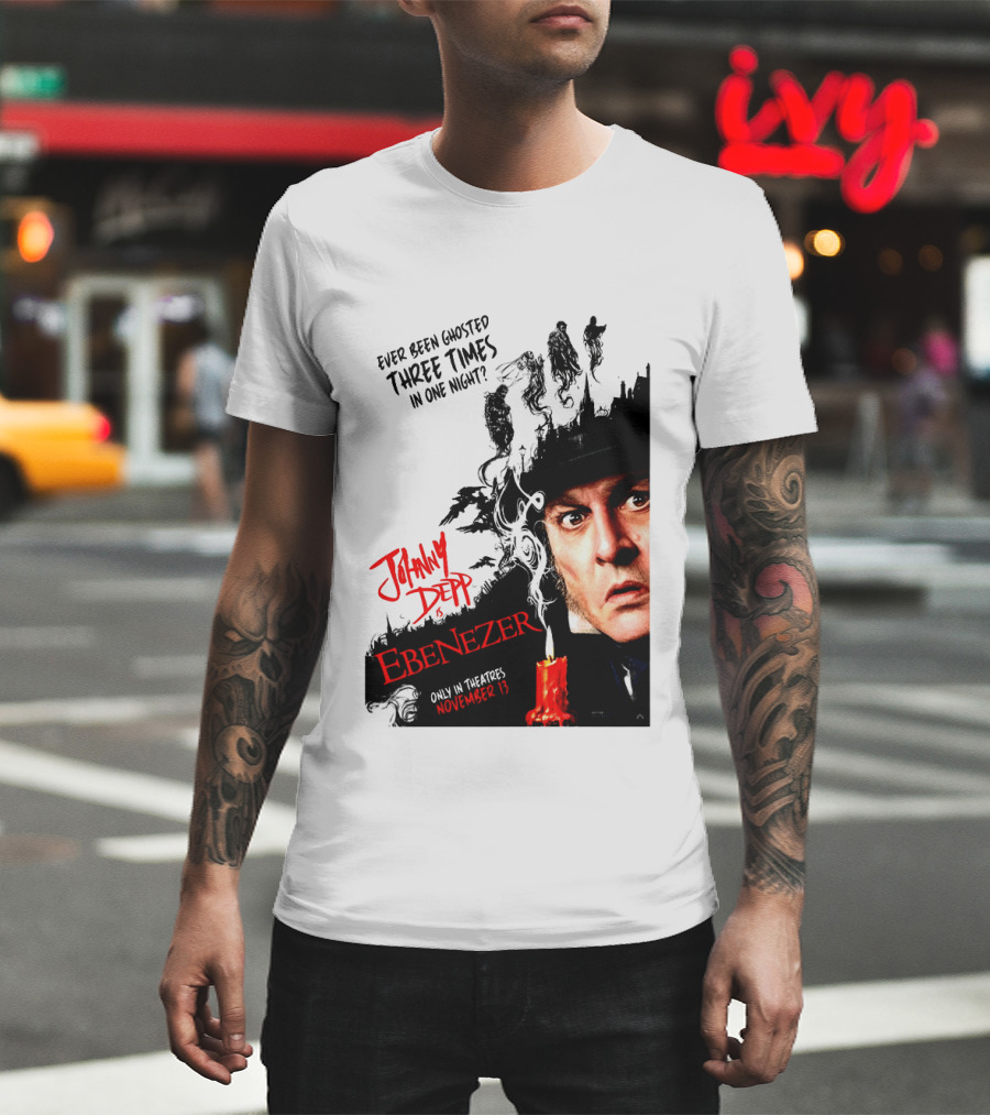 Johnny Depp Ebenezer Ghosted Three Times Movie In Theatres November 13 T-Shirt