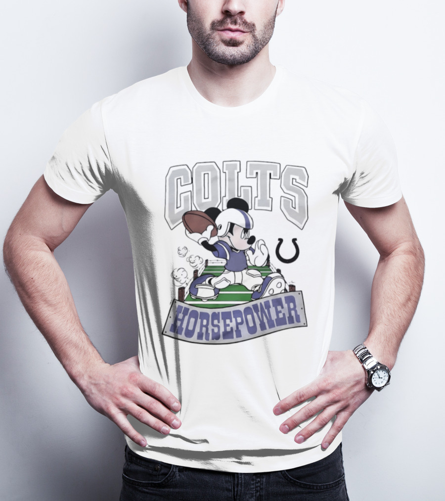 Mickey Mouse Colts Horsepower 2026 Football Disney X Indianapolis Collaboration T-Shirt