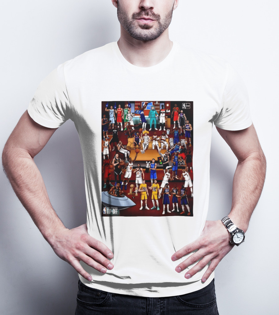 NBA 2026 2027 Season Tip Off Cartoon Players All Stars T-Shirt