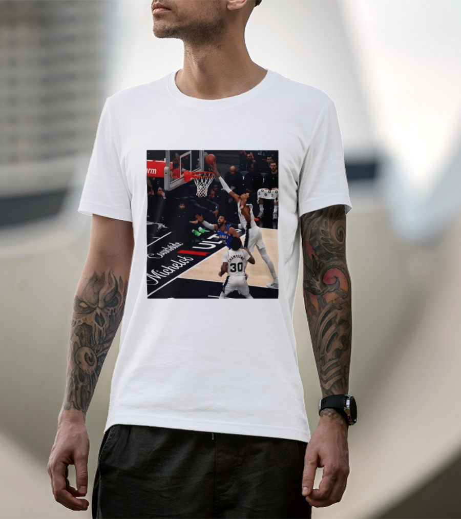 Victor Wembanyama San Antonio Spurs Block Shot Action Thunder Game T-Shirt