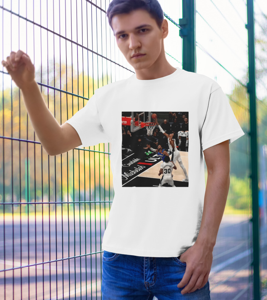 Victor Wembanyama San Antonio Spurs Block Shot Action Thunder Game T-Shirt