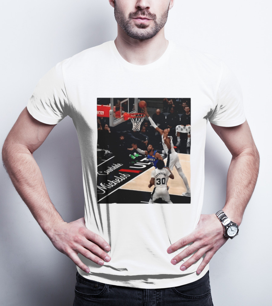 Victor Wembanyama San Antonio Spurs Block Shot Action Thunder Game T-Shirt