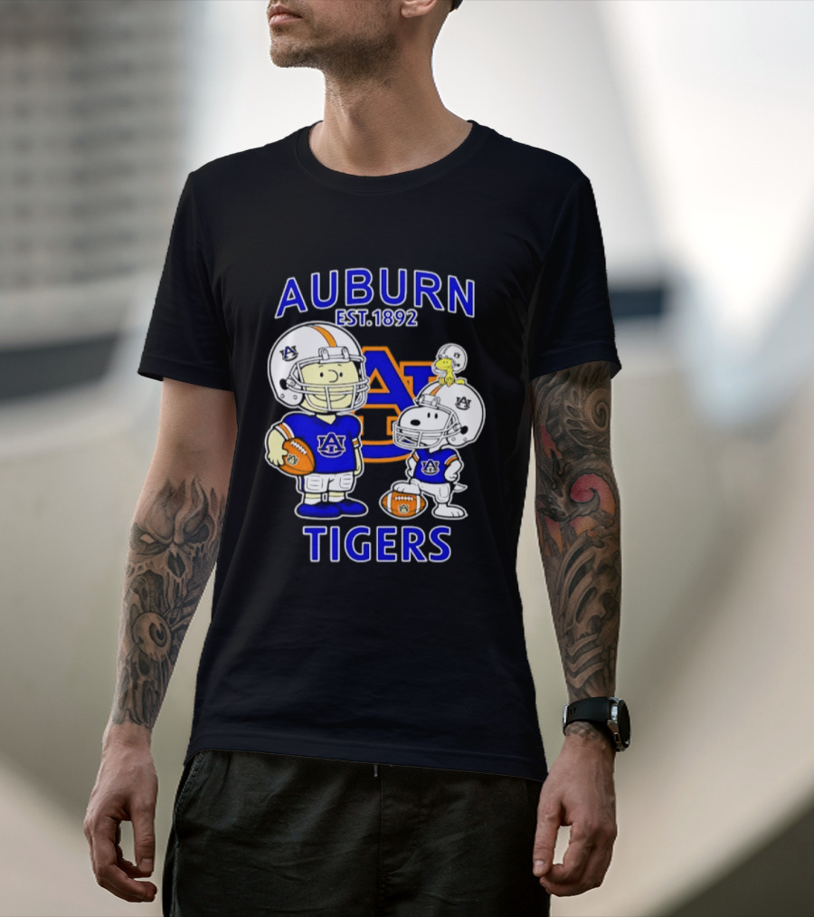 Auburn Tigers 1892 Football Snoopy Charlie Brown Woodstock T-Shirt