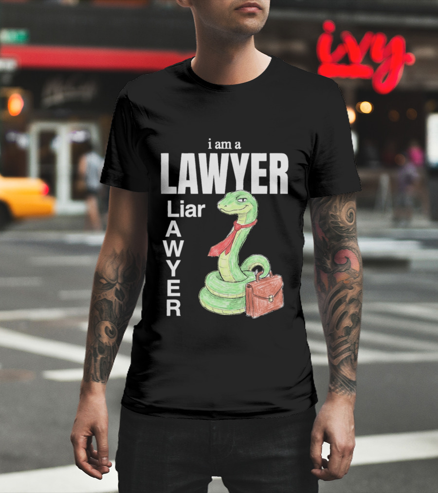 I Am A Lawyer Liar Awyer Snake Briefcase Legal Humor T-Shirt