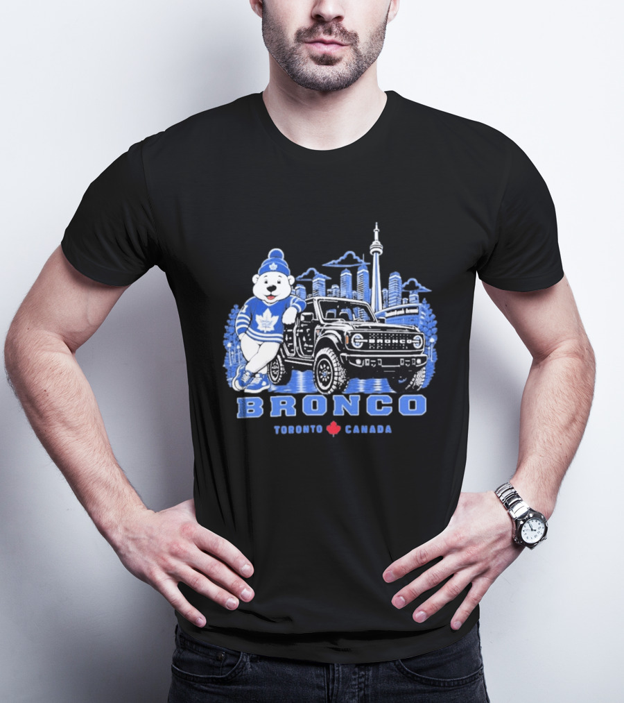 Bronco Toronto Canada Maple Leafs Bear Skyline Winter T-Shirt