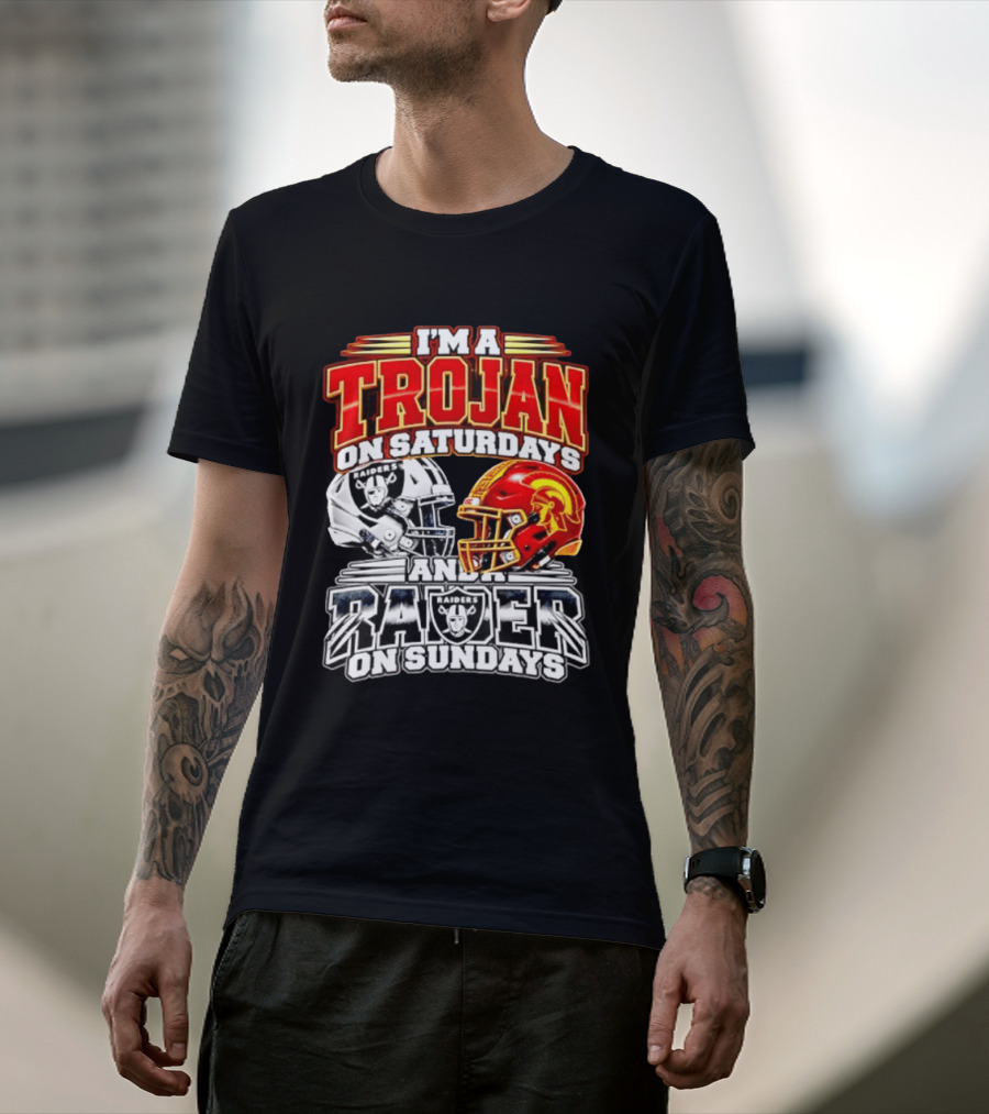 I'm A Trojan On Saturdays And A Raider On Sundays USC Trojans Las Vegas Raiders 2026 T-Shirt