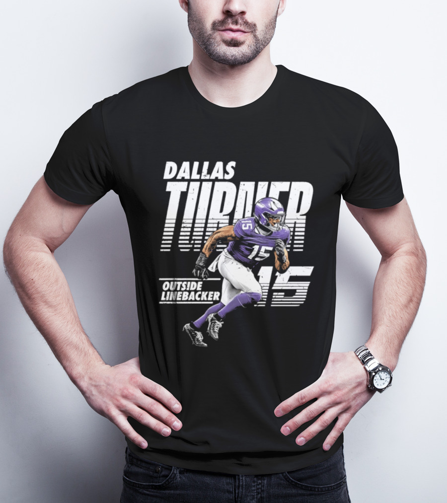 Dallas Turner 15 Minnesota Vikings Outside Linebacker T-Shirt