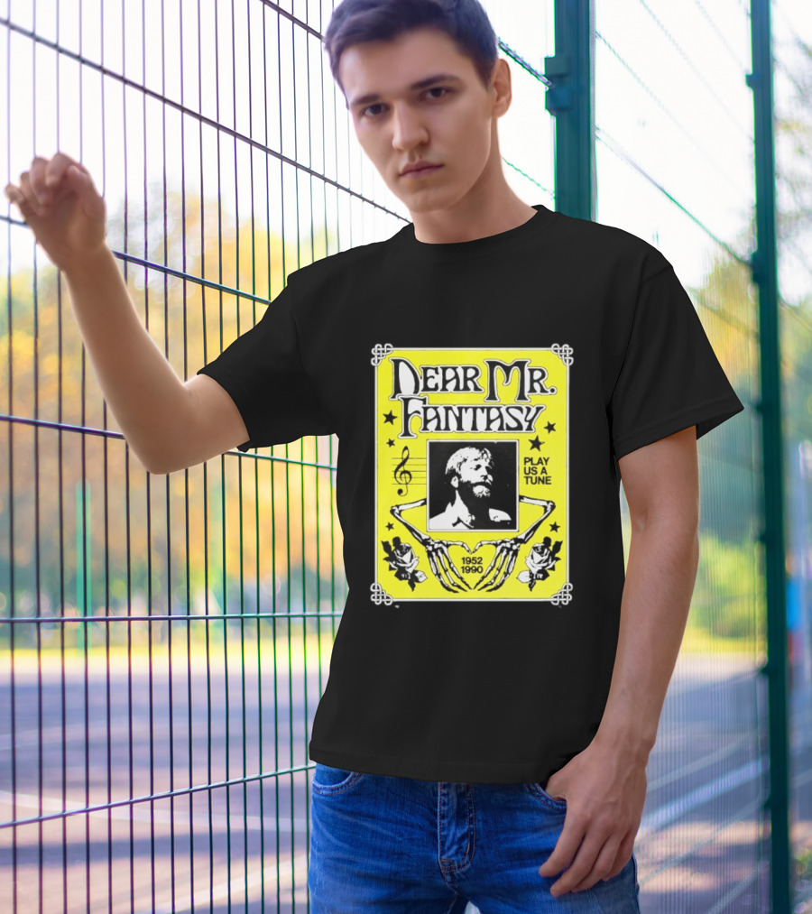 Dear Mr Fantasy Play Us A Tune 1952 1990 Skeleton Musician T-Shirt