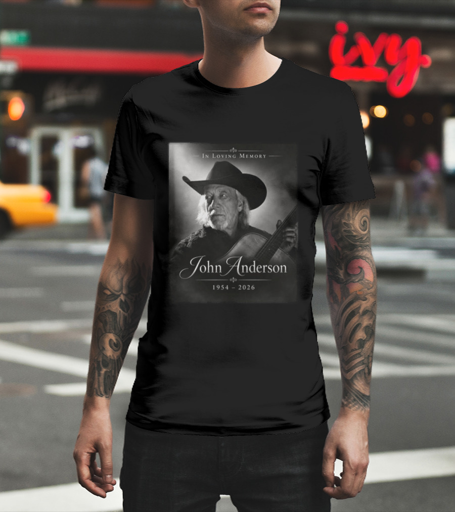 In Loving Memory John Anderson 1954 2026 Cowboy Hat Guitar T-Shirt