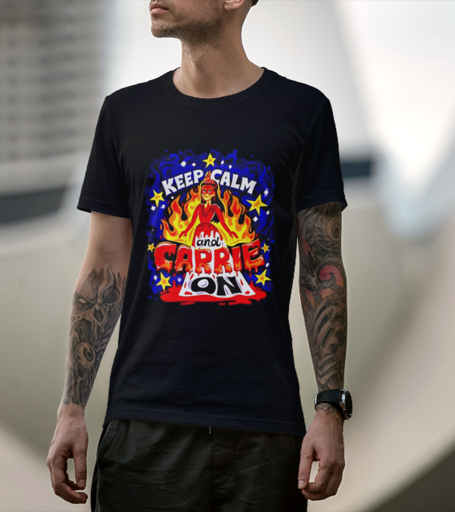 Keep Calm And Carrie On Stephen King Horror Movie T-Shirt