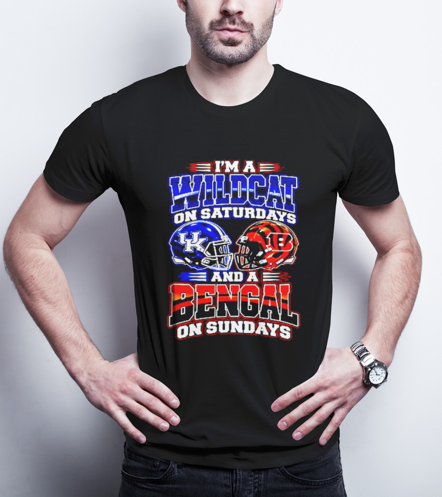 Wildcat On Saturdays Bengal On Sundays Football Fans T-Shirt
