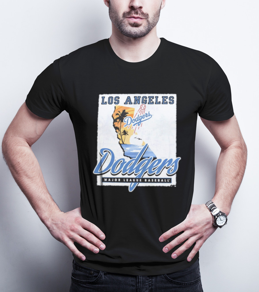 Los Angeles Dodgers Major League Baseball California Map Dodgers T-Shirt