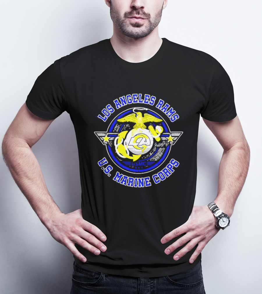 Los Angeles Rams US Marine Corps Military Pride T-Shirt