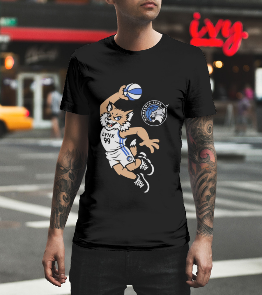 Minnesota Lynx 2026 Prowl Team Mascot Dunking Basketball T-Shirt