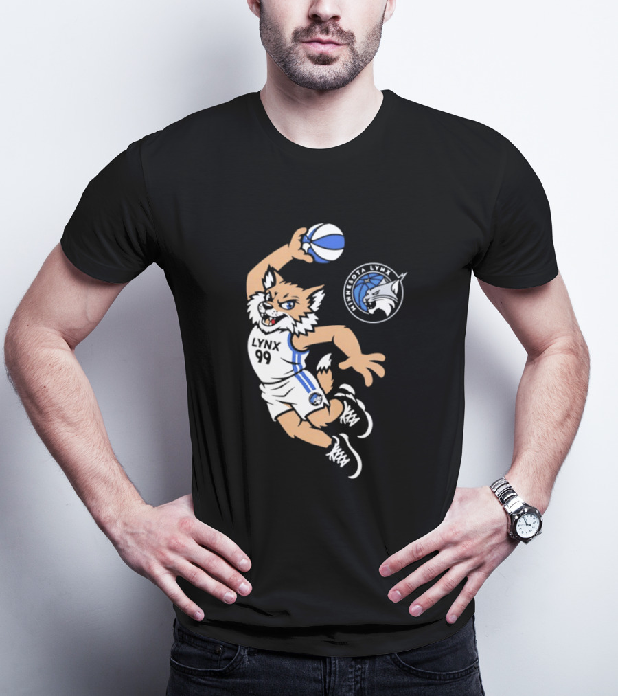 Minnesota Lynx 2026 Prowl Team Mascot Dunking Basketball T-Shirt