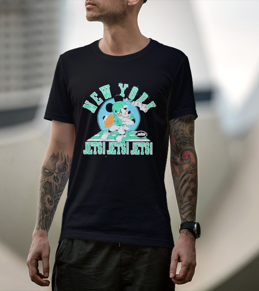 New York Jets Mickey Mouse Football Jets! Jets! Jets! T-Shirt