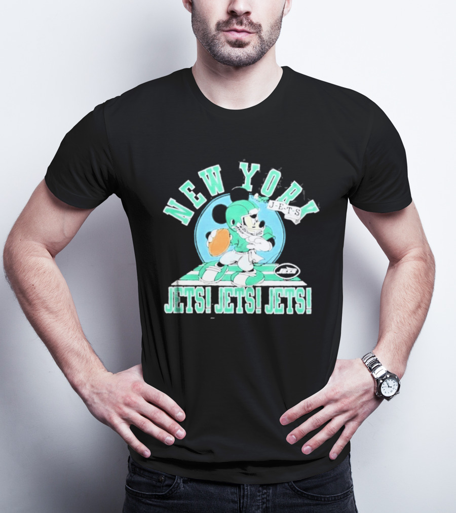 New York Jets Mickey Mouse Football Jets! Jets! Jets! T-Shirt