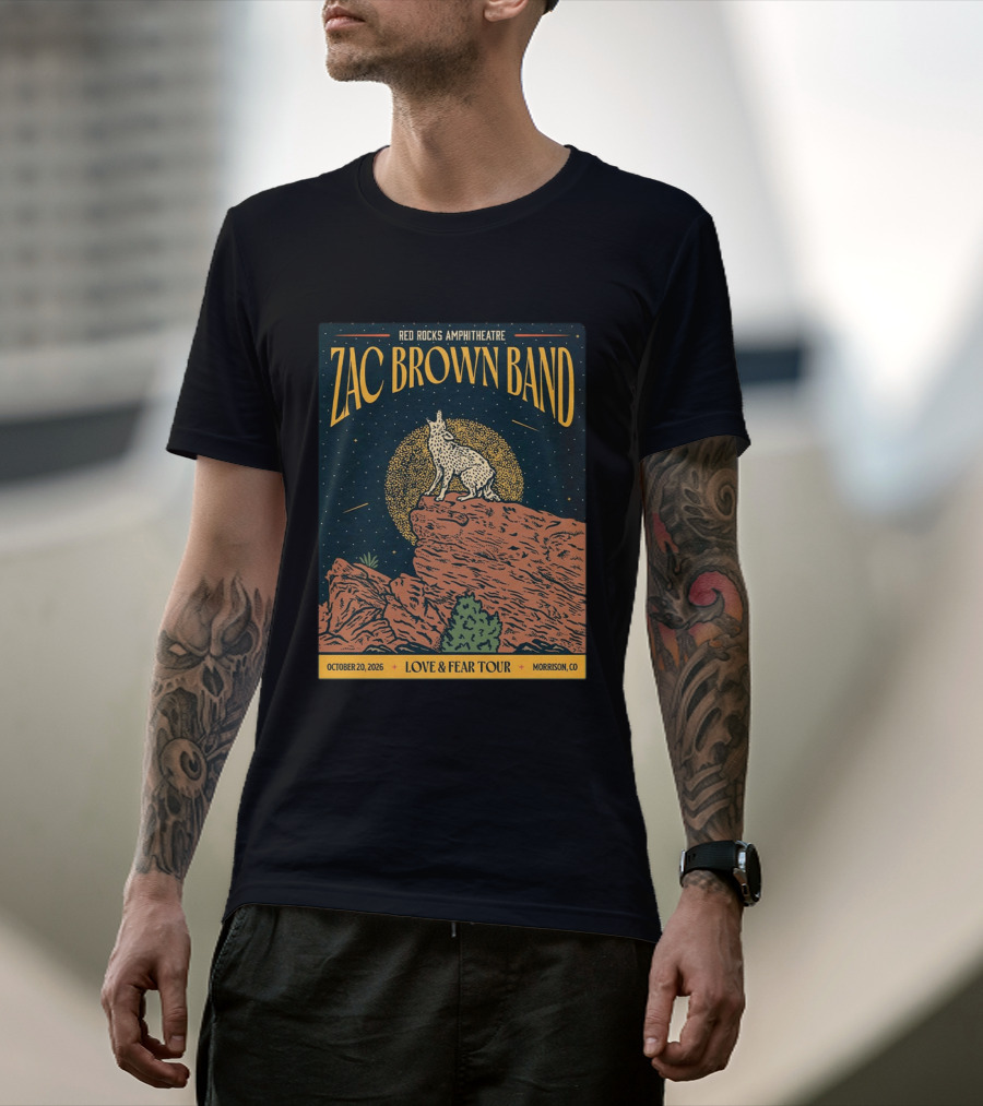Zac Brown Band Love & Fear Tour Red Rocks Amphitheatre October 20 2026 Morrison CO T-Shirt