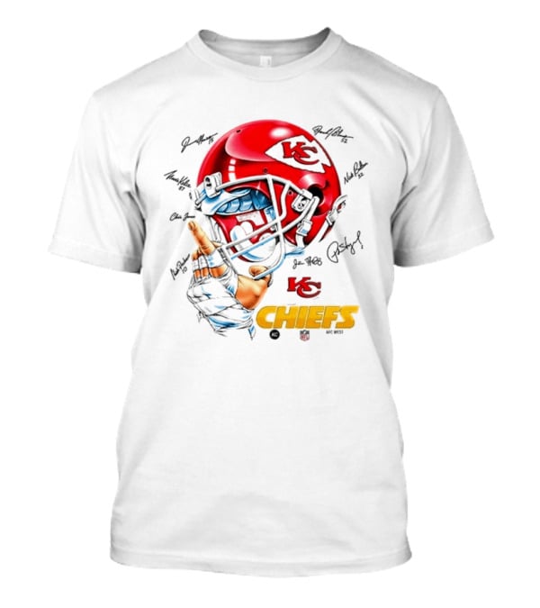 Kansas City Chiefs Signatures KC Football Helmet Chiefs Kingdom T-Shirt