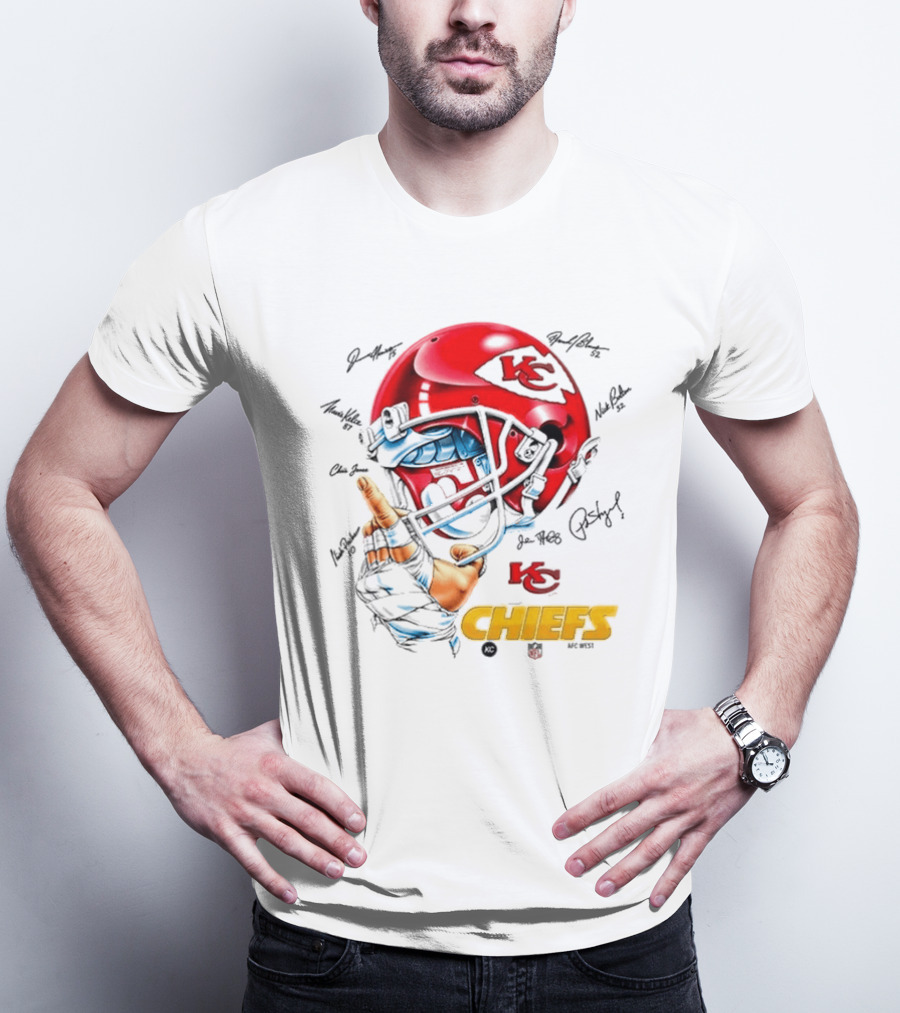 Kansas City Chiefs Signatures KC Football Helmet Chiefs Kingdom T-Shirt