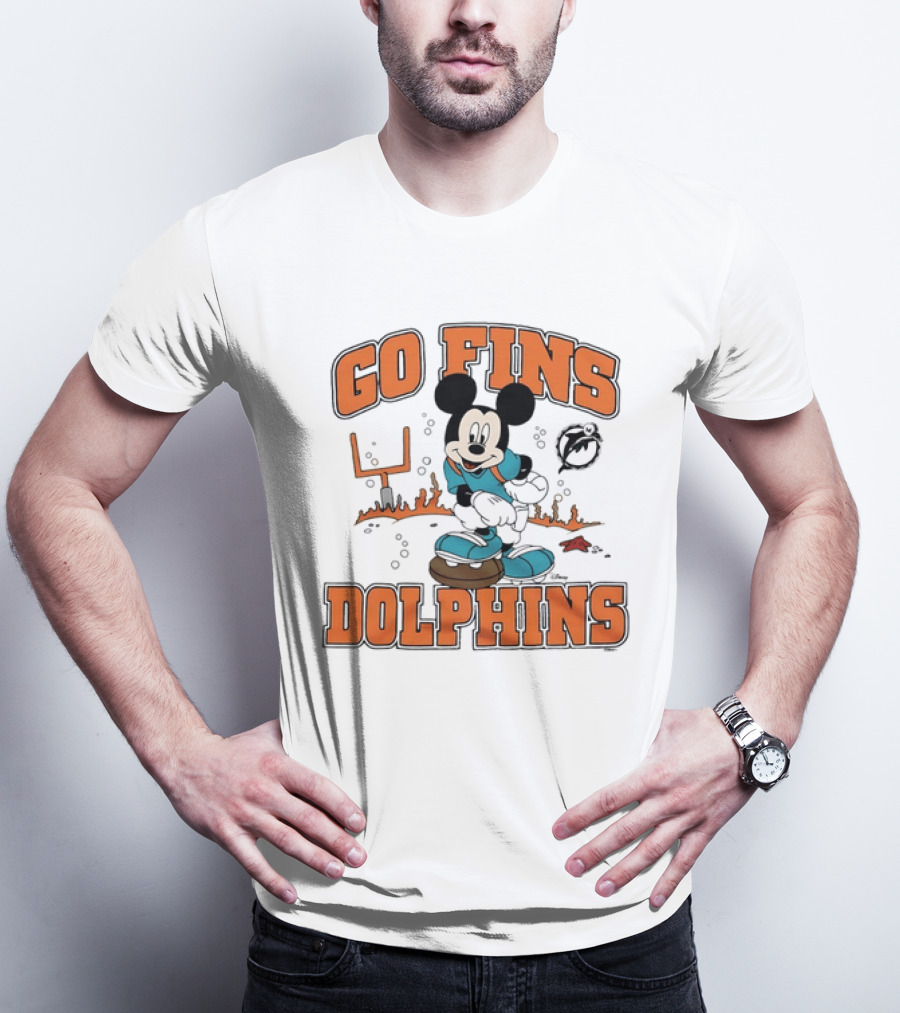Go Fins Dolphins Mickey Mouse X Miami Dolphins Football 2026 T-Shirt