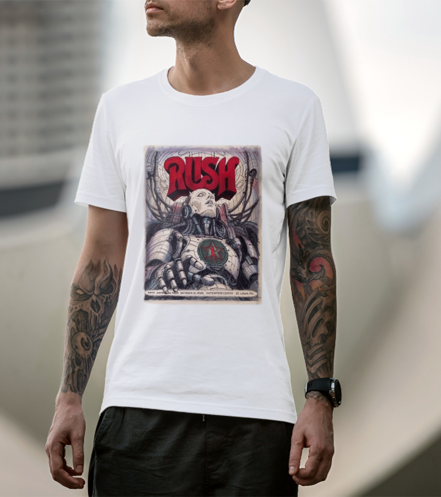 Rush Fifty Something Tour October 21 2026 Enterprise Center St. Louis MO Robot Star T-Shirt
