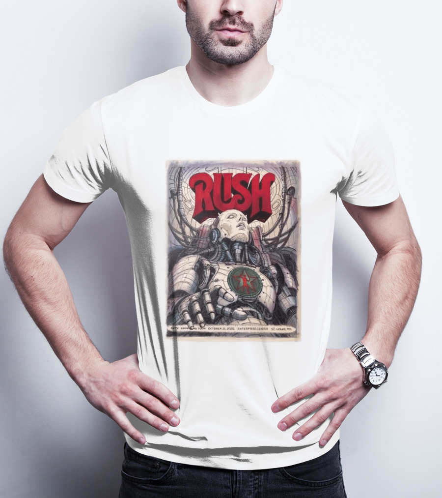 Rush Fifty Something Tour October 21 2026 Enterprise Center St. Louis MO Robot Star T-Shirt