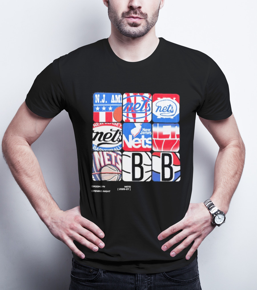 New Jersey Brooklyn Nets Basketball Logos And Imagery 2026 27 T-Shirt