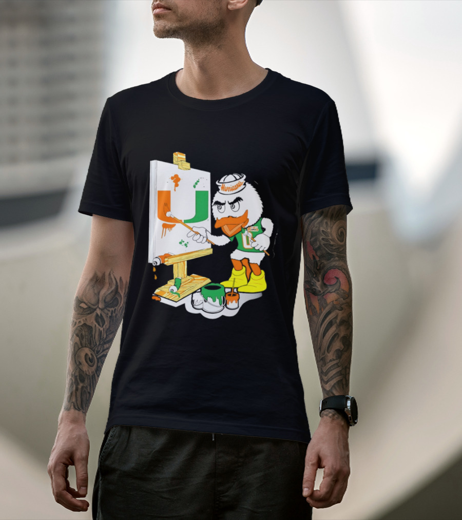 Miami Hurricanes Sebastian Mascot Painting Iconic U T-Shirt