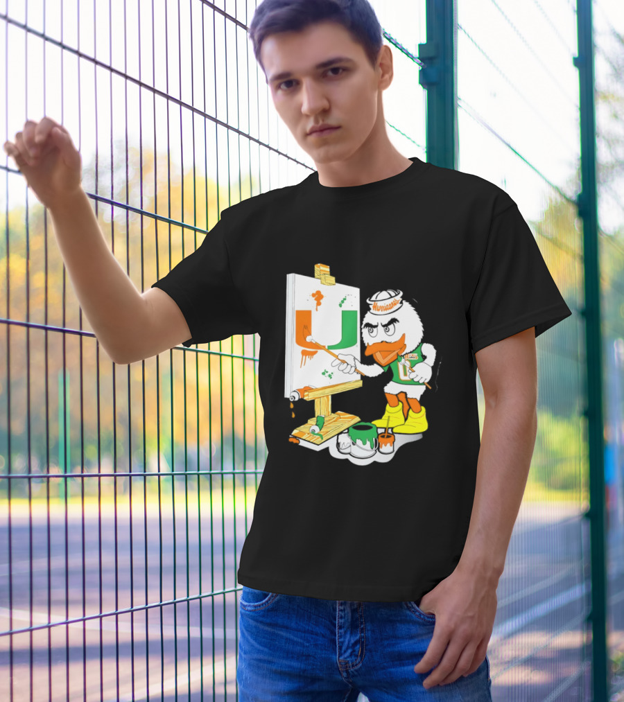 Miami Hurricanes Sebastian Mascot Painting Iconic U T-Shirt