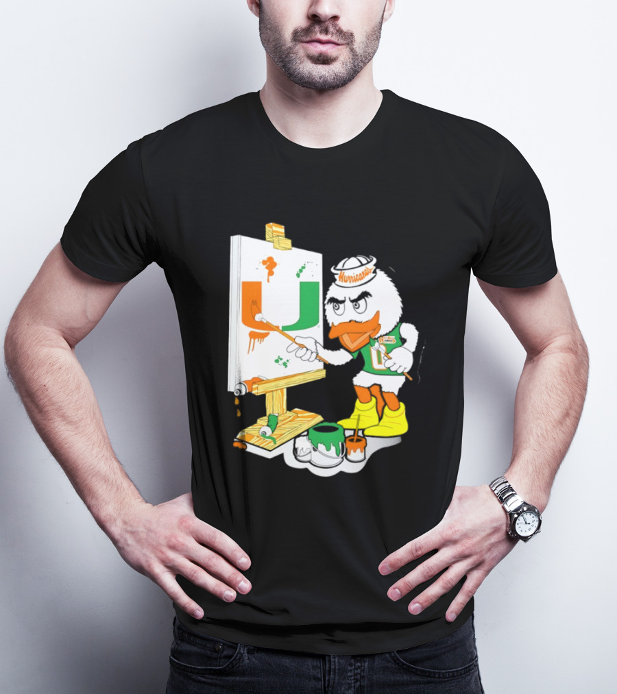 Miami Hurricanes Sebastian Mascot Painting Iconic U T-Shirt