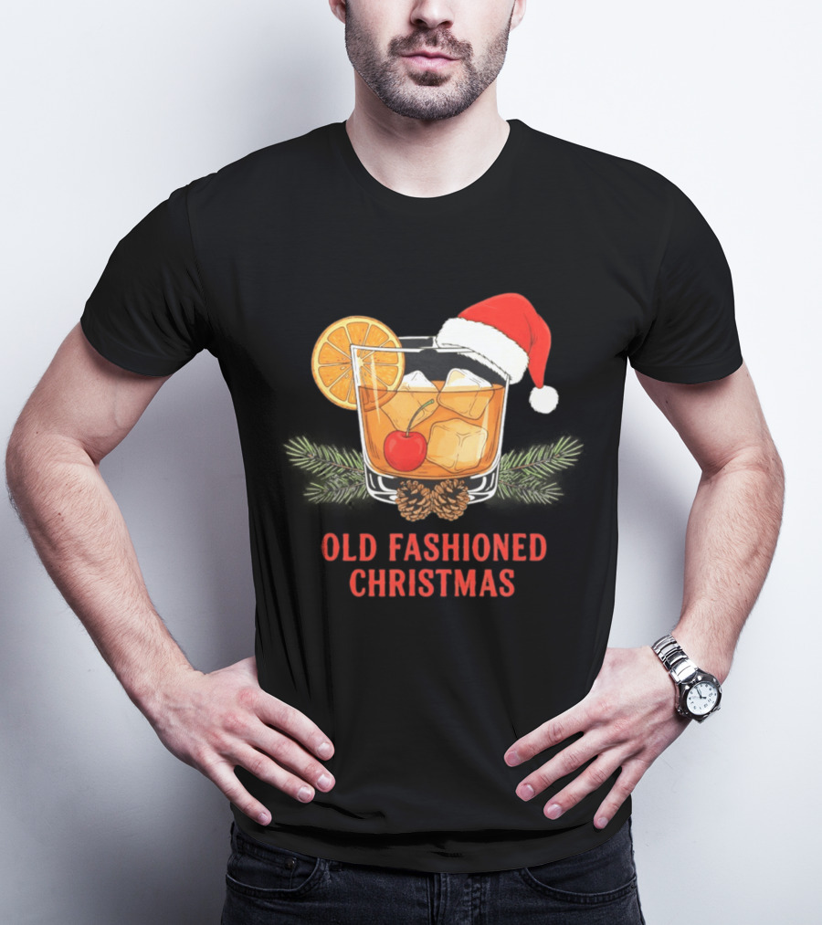 Old Fashioned Christmas Whiskey Santa Hat Cocktail T-Shirt