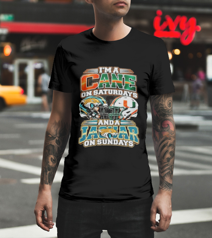 I'm A Cane On Saturdays And A Jaguar On Sundays Helmet Football Fan Gear T-Shirt