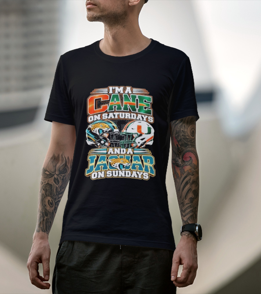 I'm A Cane On Saturdays And A Jaguar On Sundays Helmet Football Fan Gear T-Shirt