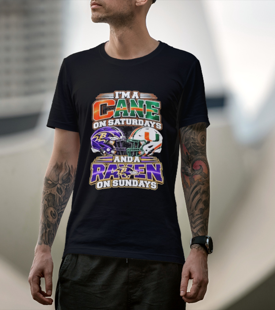 I'm A Cane On Saturdays And A Raven On Sundays Football Helmets T-Shirt