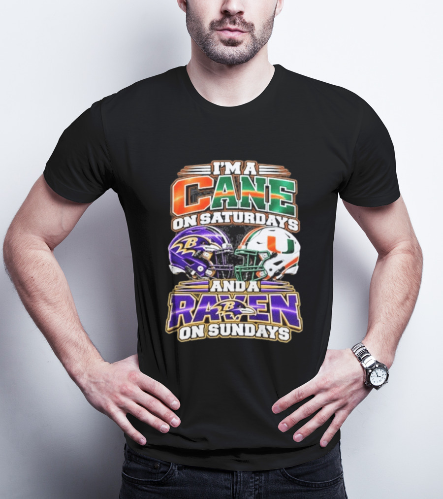I'm A Cane On Saturdays And A Raven On Sundays Football Helmets T-Shirt