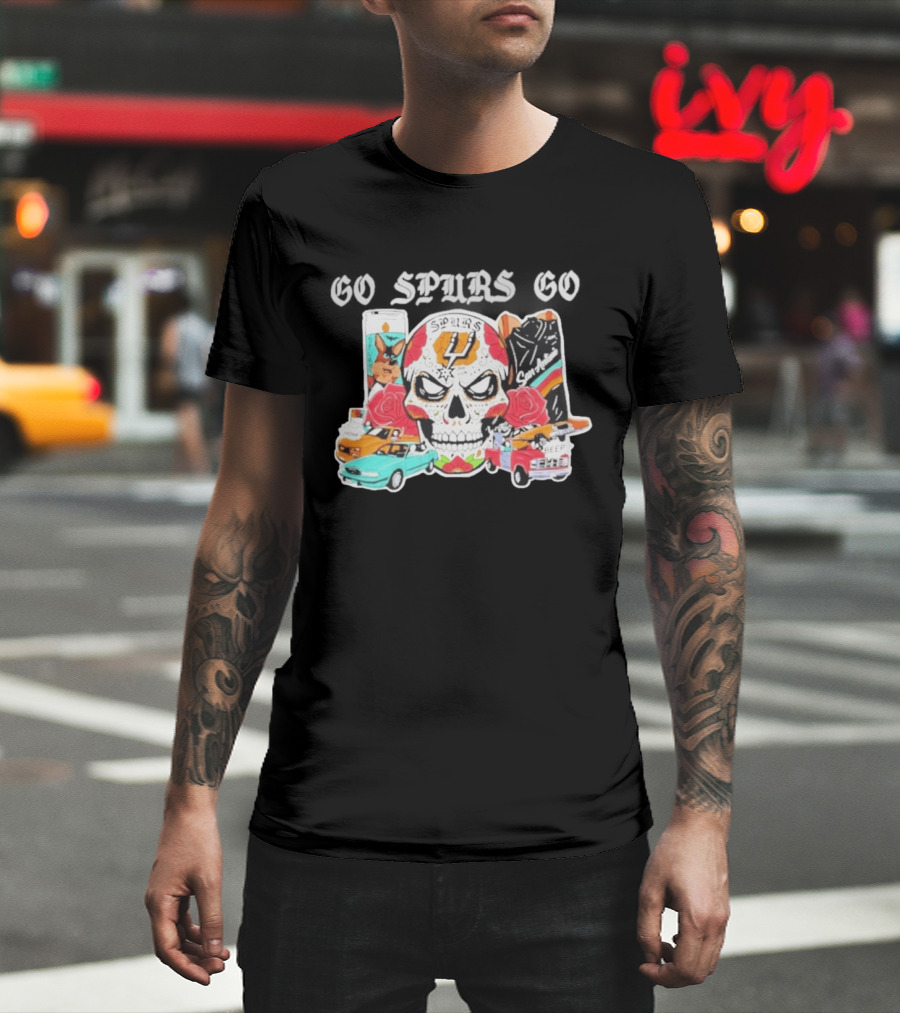 San Antonio Spurs Skull Beep Halloween Rose Cars Spurs 4 San Antonio T-Shirt